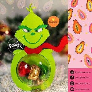 Cut File Grinch Candy Holder/ Dome Size 8cm/ Easy Open and Close System ...