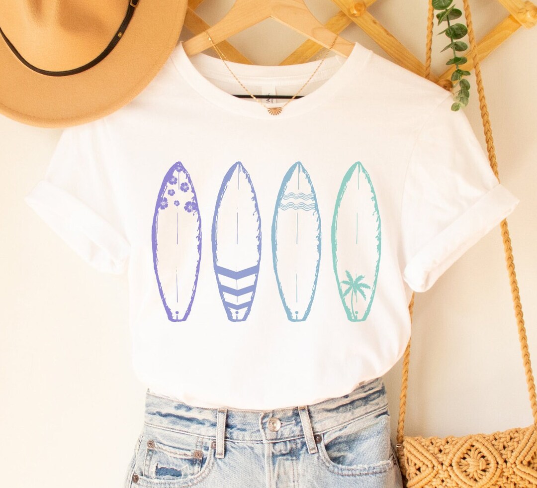 Ombre Surfboard T-Shirt: Summer Vibes Shirt, Surfer Tee, Vacation ...