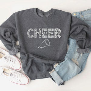 Cheer Leopard Print Sweatshirt Dark Heather Grey/gray Cheerleader ...