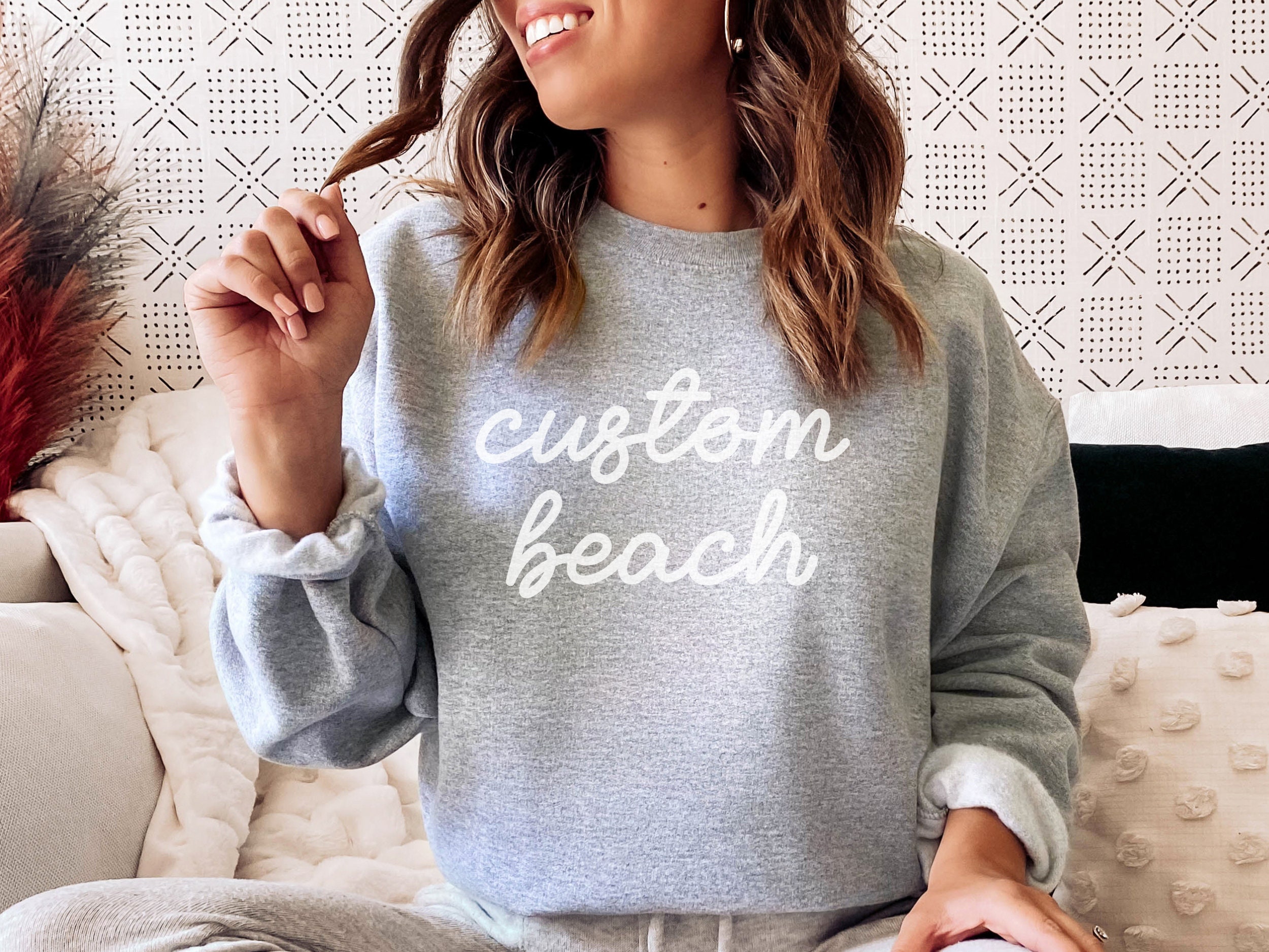 Custom Beachy Sweatshirt, Beach Sweater, Ocean Crewneck, Beach Lover ...