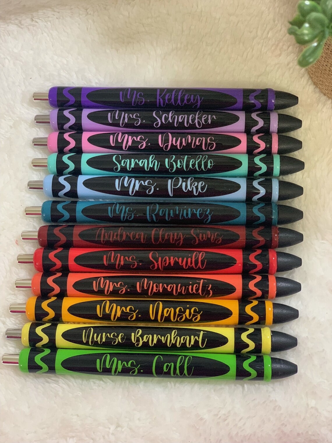 Crayon Pen Cursive Teacher Pen Teacher Gift - Etsy