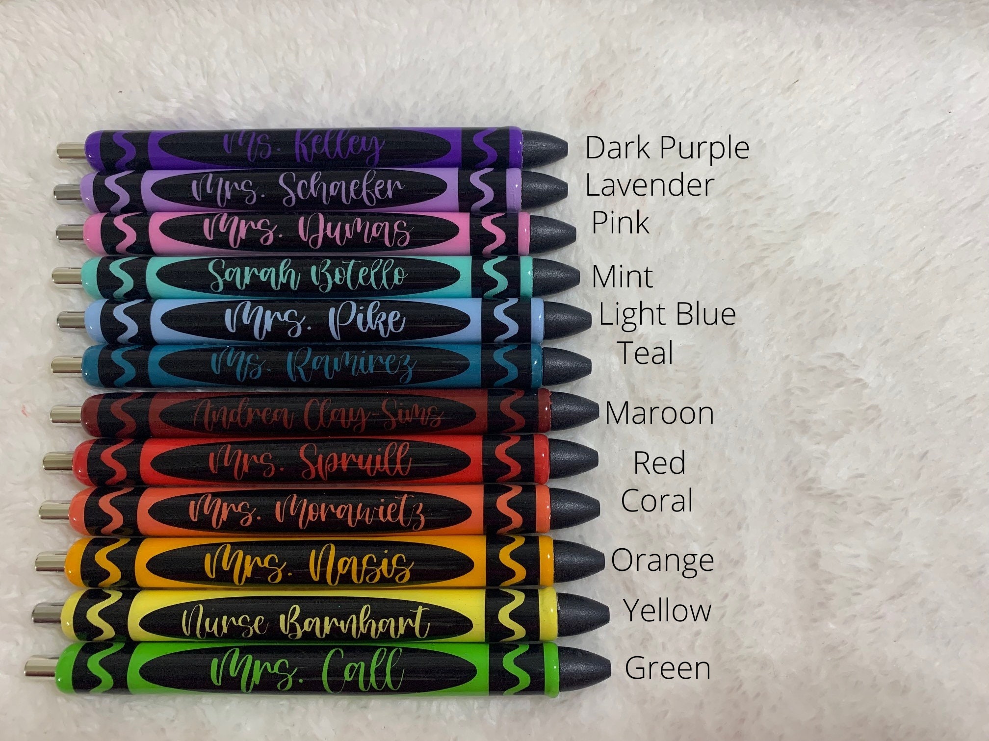 Crayon Pen Cursive Teacher Pen Teacher Gift - Etsy