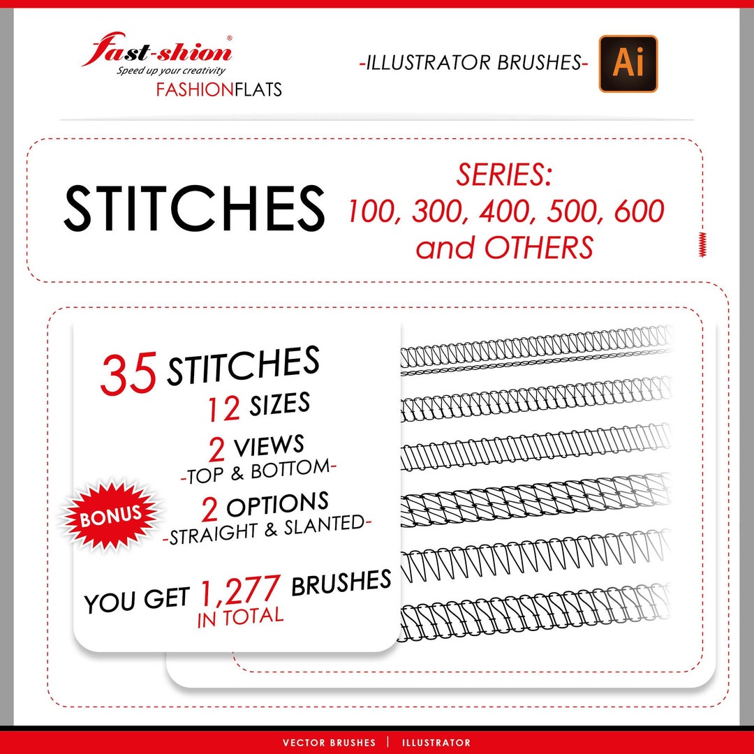 Stitch Brushes Illustrator Stitch Brushes for Fashion Flats Get 1277 ...