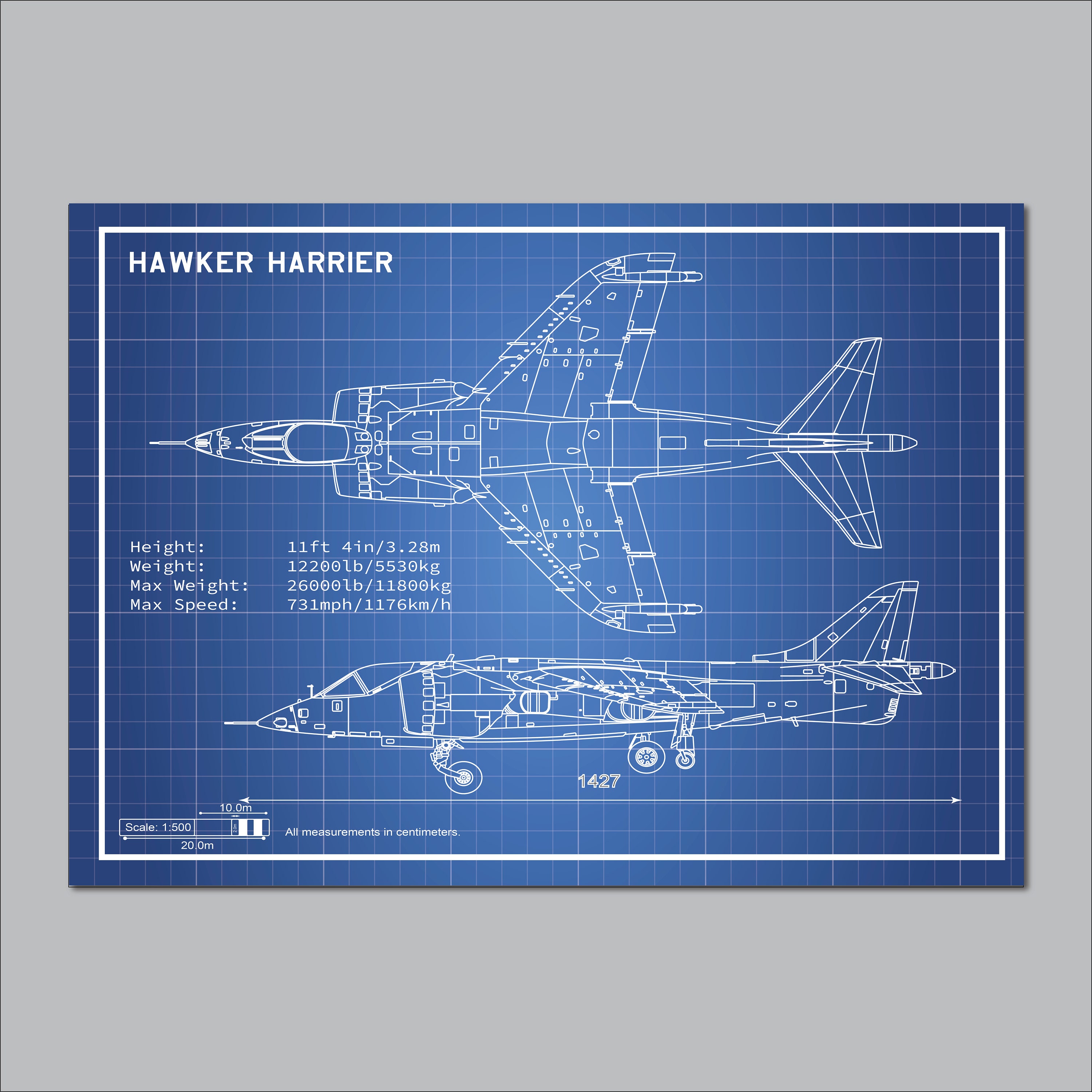Harrier Wall Art, Aeronautics Art, Blueprint Poster, Aeronautic Poster ...