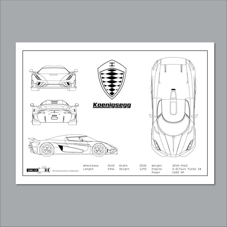 Koenigsegg Poster, Supercar Art, Supercar Blueprint, Car Blueprint, Car ...