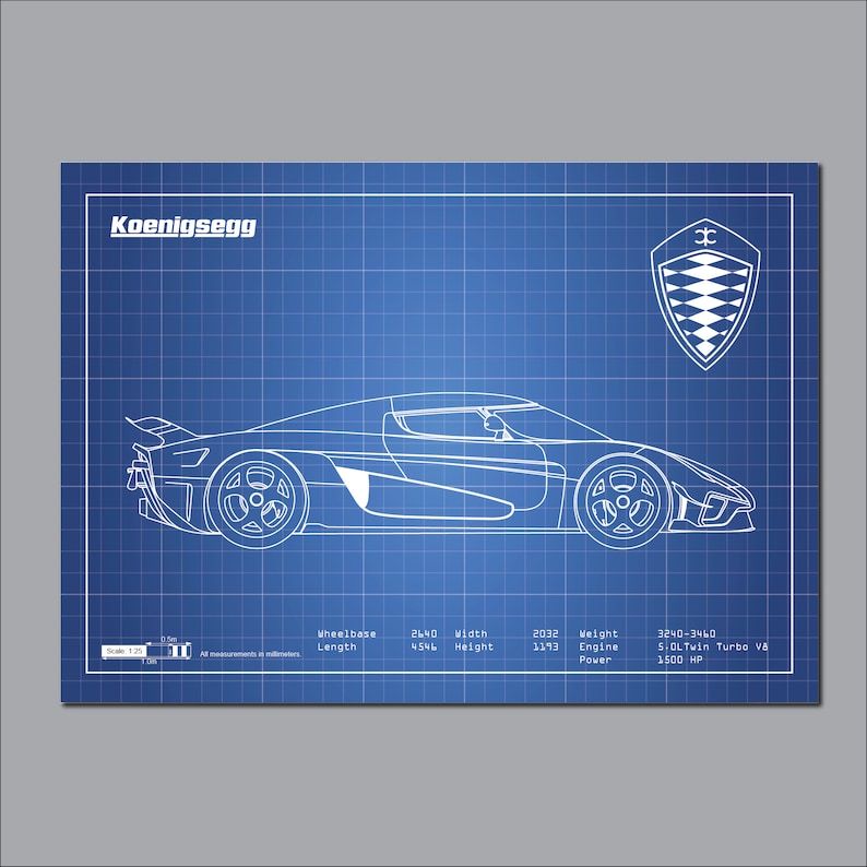 Koenigsegg Poster Hypercar Artwork Car Blueprints Car - Etsy