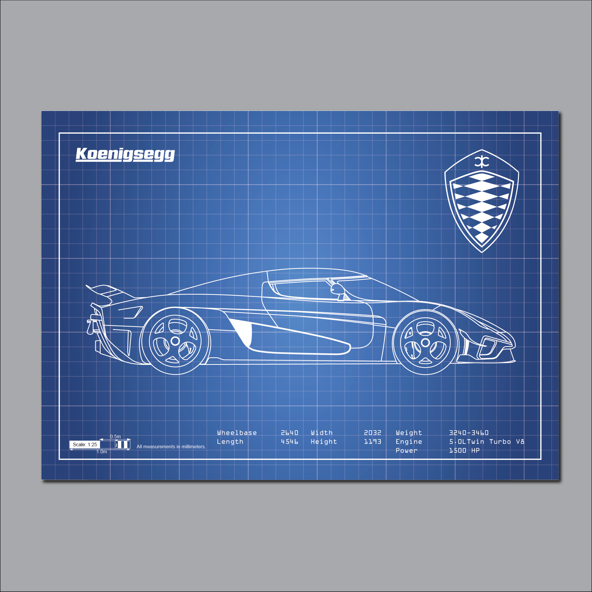 Koenigsegg Poster, Hypercar Artwork, Car Blueprints, Car Poster, Garage ...