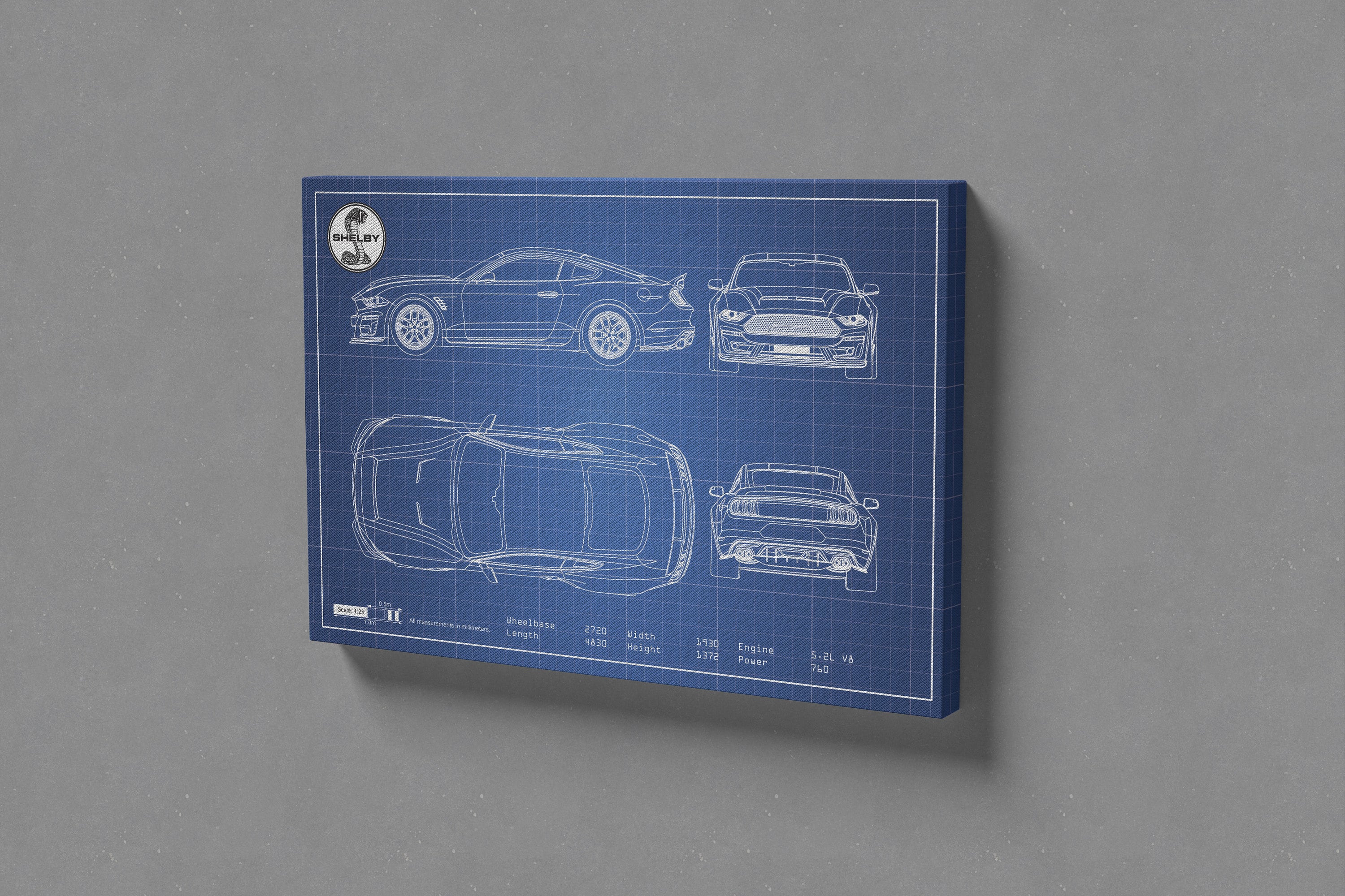Shelby Blueprint, Ford Mustang, Car Blueprints, Car Poster, Gift for ...