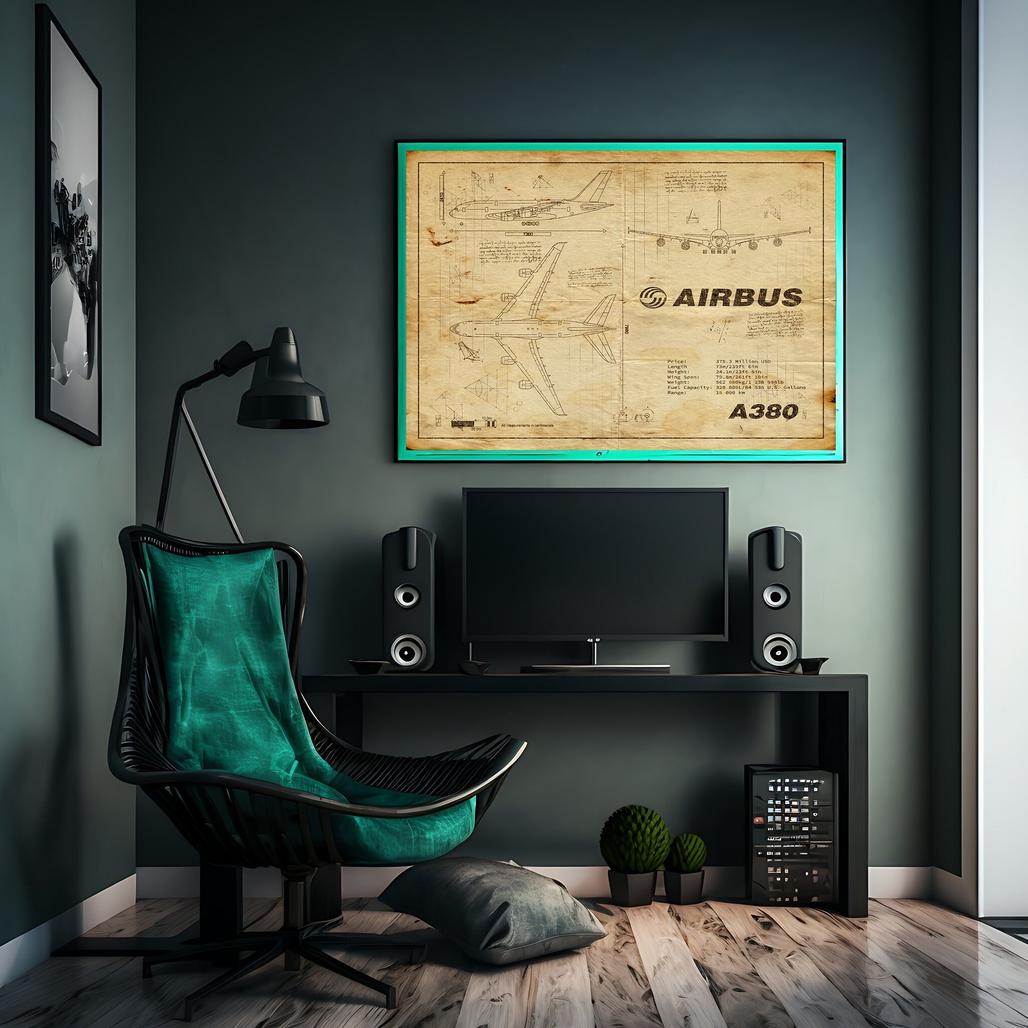 Airbus A380 Poster, Blueprint of A380, Pictures of Planes, Gift for ...