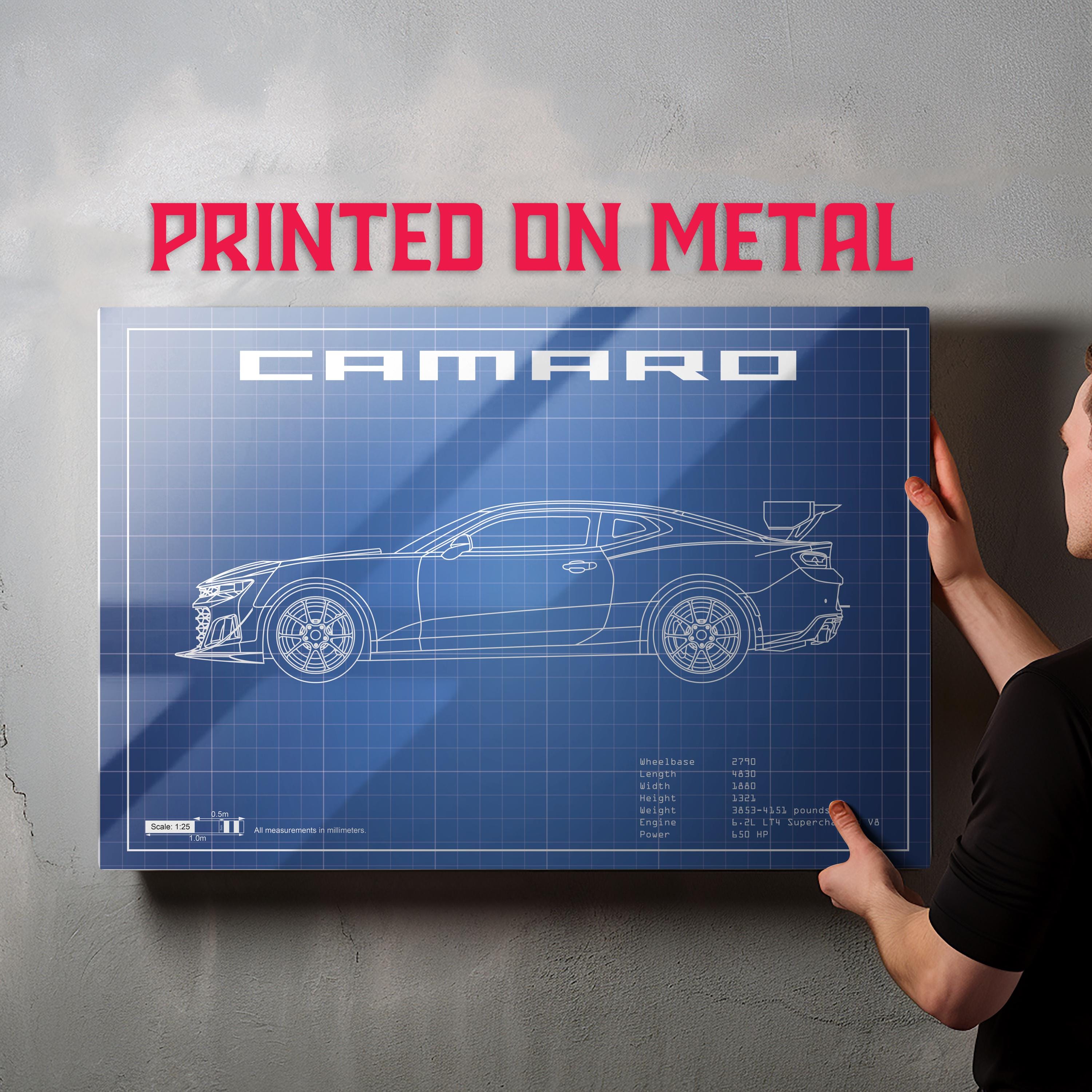 Camaro Poster, Camaro ZL1, Car Blueprints, Car Poster, Car Wall Art ...