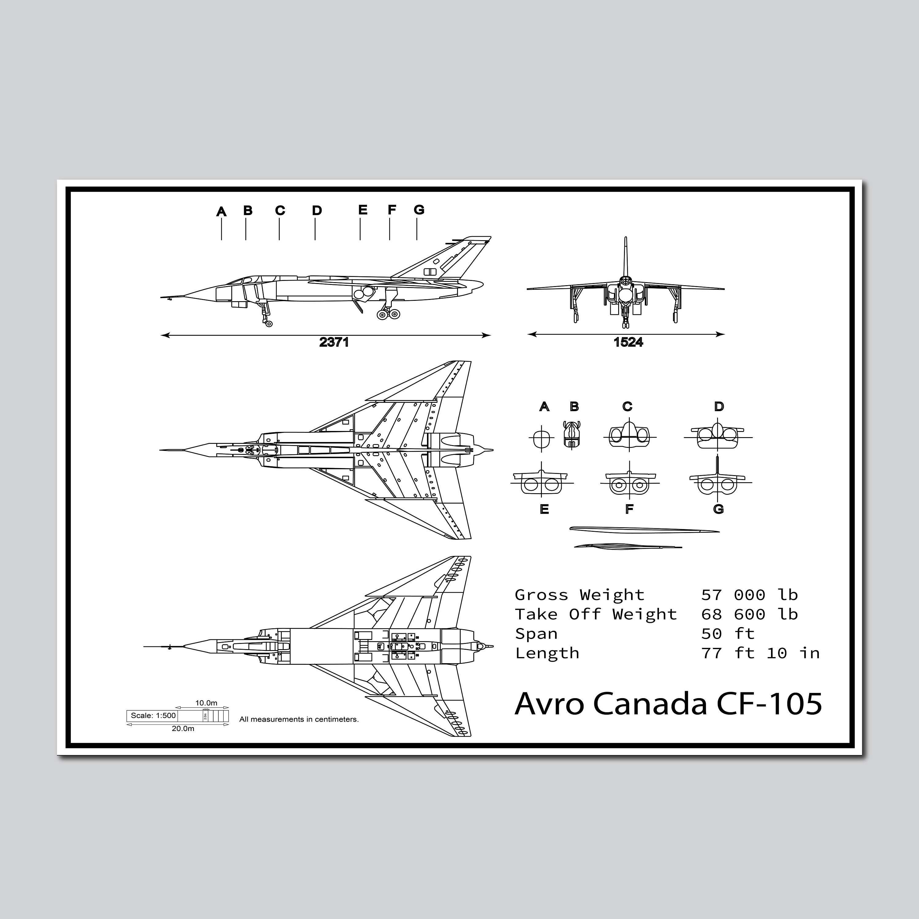 Avro Arrow Poster, Blueprints of Planes, Pilot Gift, Gift for Him ...