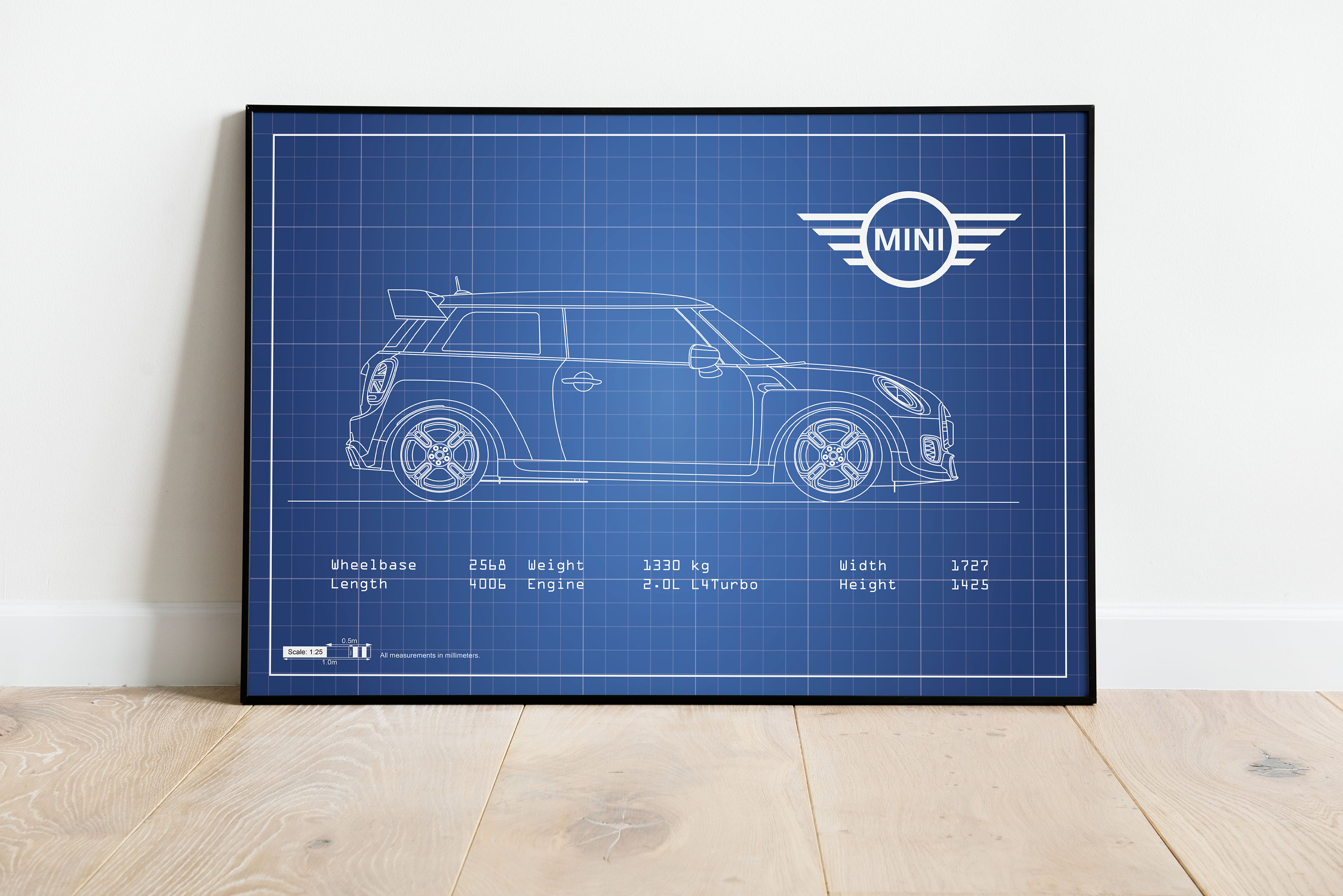 Mini Cooper Blueprint Mini Blueprint Mini Print Car - Etsy