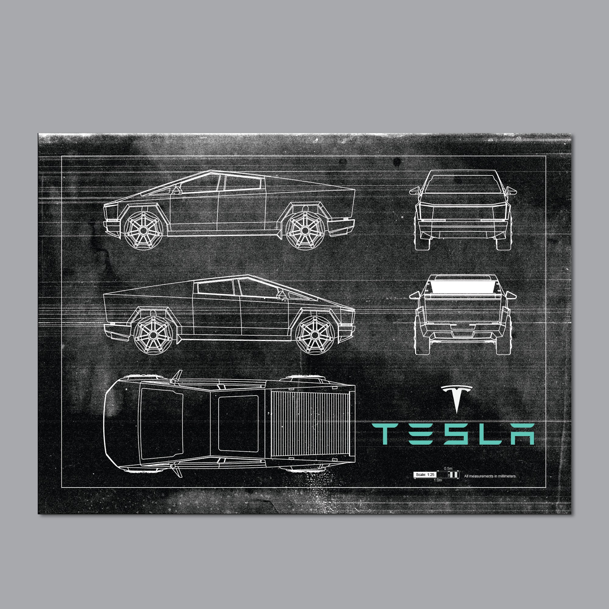Tesla Cybertruck, Car Poster Art, Car Accessories, Gift for Him, Gift ...