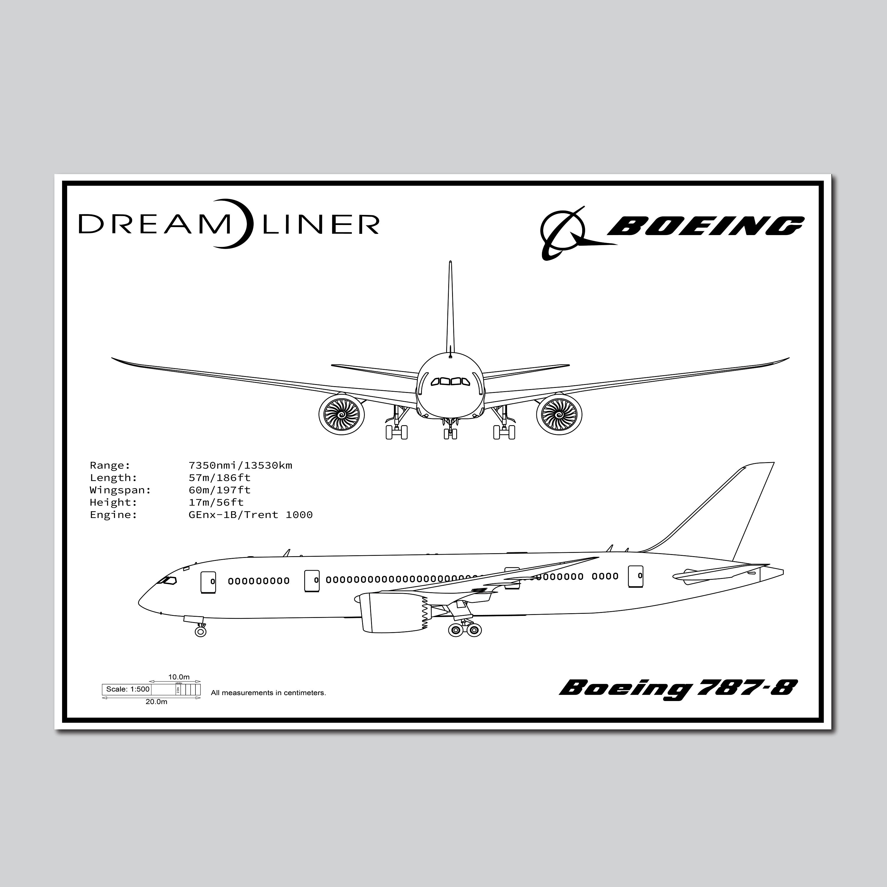 Boeing 787 Poster Dreamliner Blueprint Gift for Pilot Gift - Etsy Canada