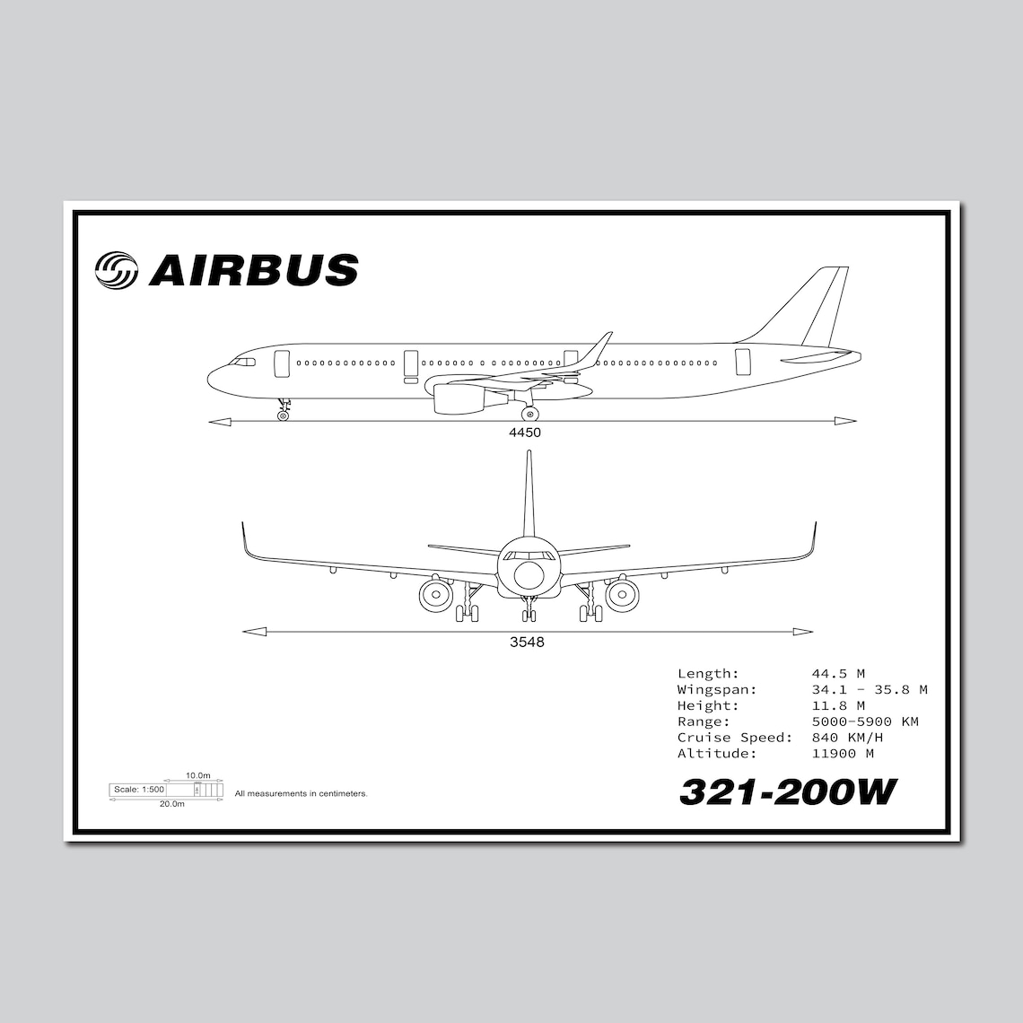 Airbus A321 Blueprint Plane Poster Aviation Art Gift for - Etsy