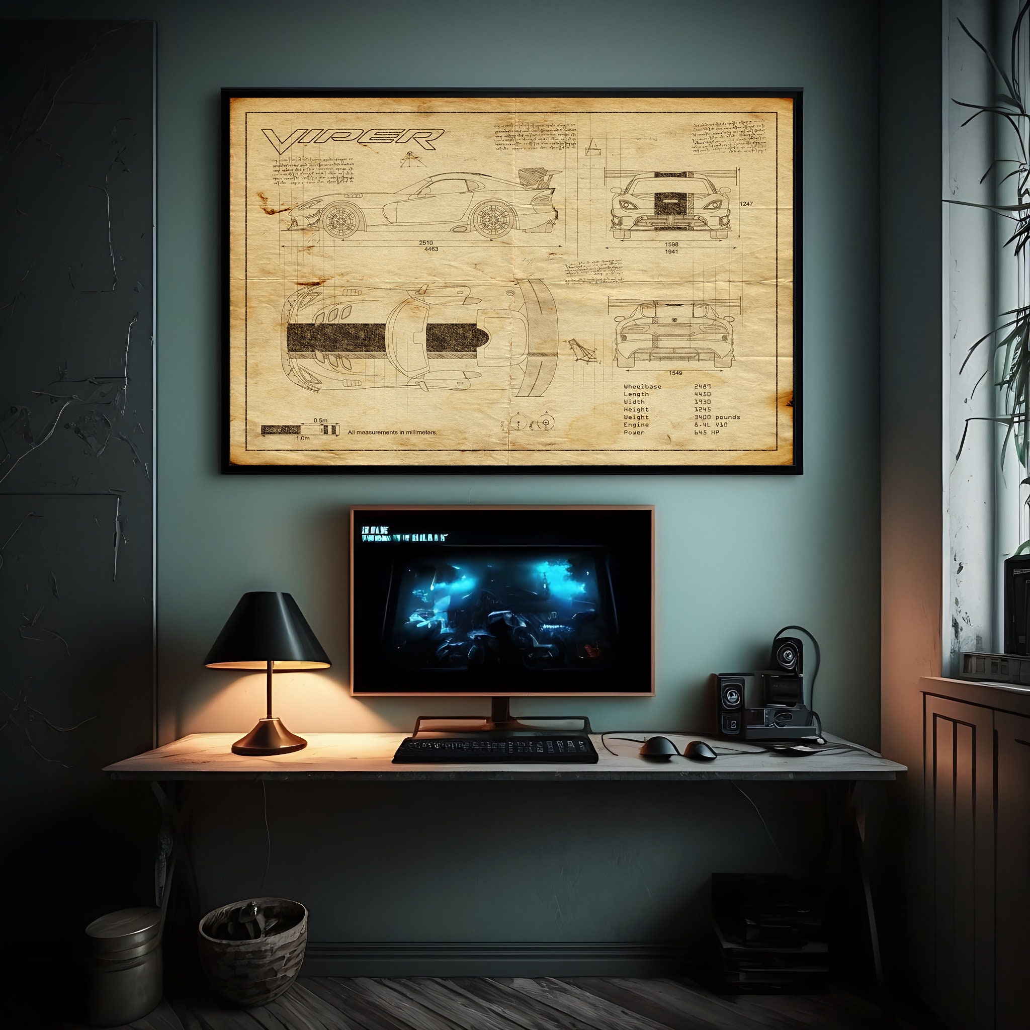 Viper ACR Picture, Dodge Viper, Car Blueprints, Car Poster, Wall Art ...