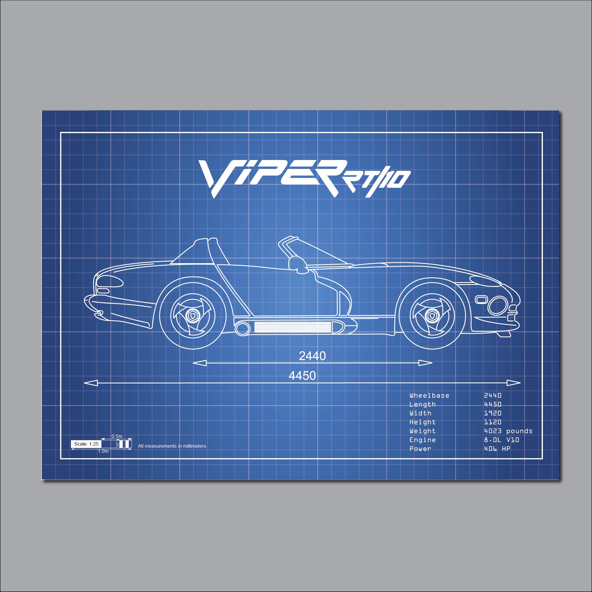 Viper RT/10, Dodge Viper, Mopar, Dodge, Car Blueprints, Car Poster ...