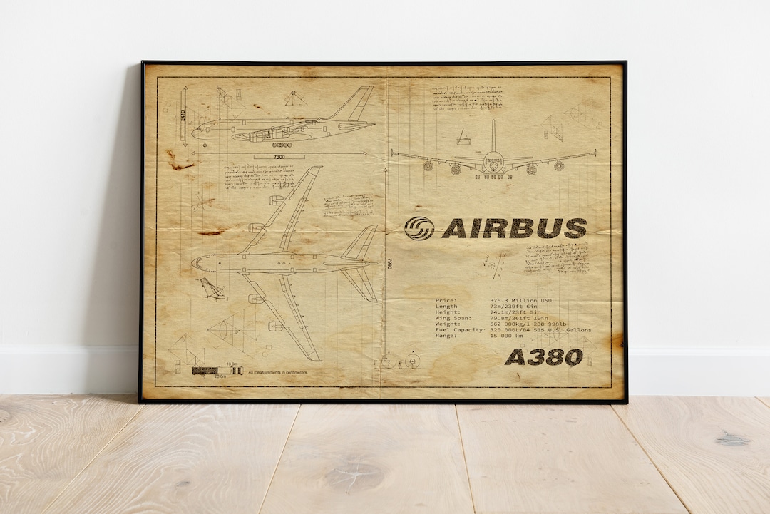 Airbus A380 Poster, Blueprint of A380, Pictures of Planes, Gift for ...