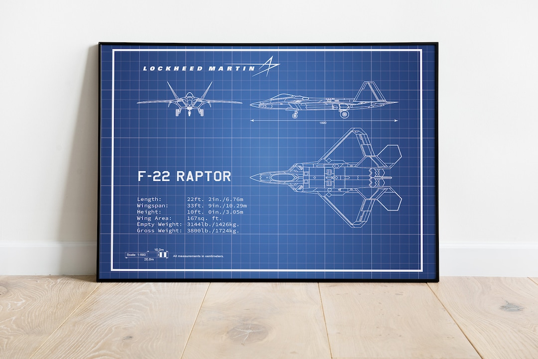 Blueprint of F22 Raptor, Plane Art, Plane Gift, Aircraft Poster ...