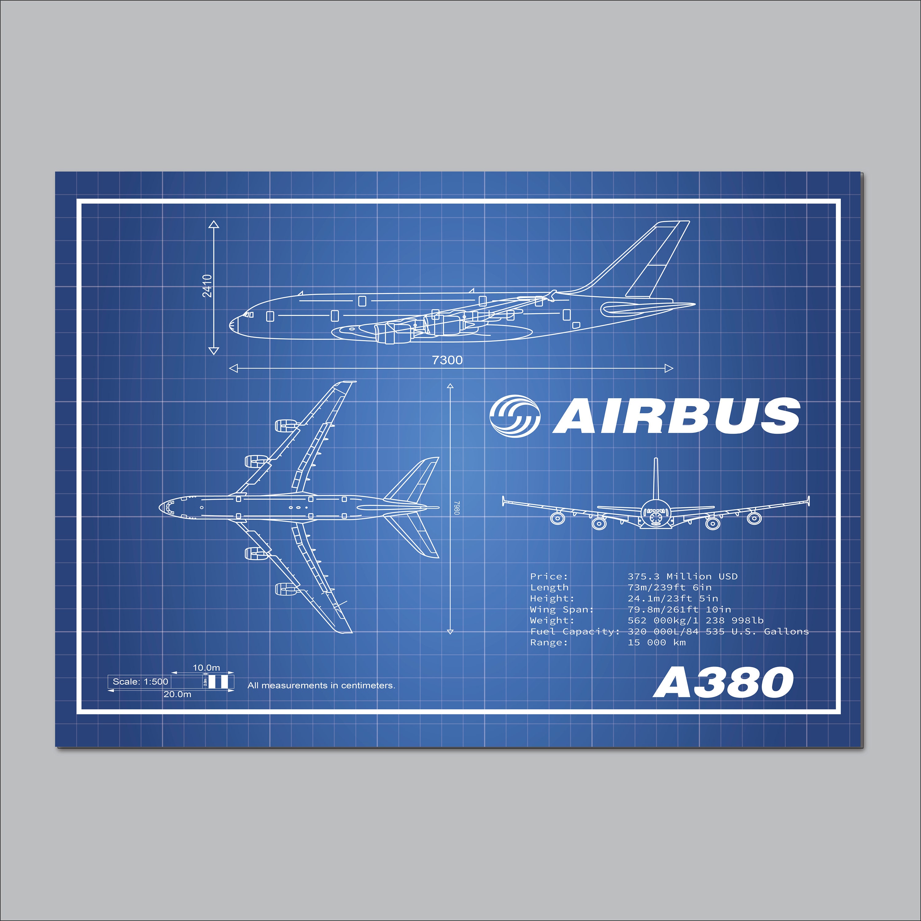 Airbus A380 Poster Blueprint of A380 Pictures of Planes - Etsy Australia