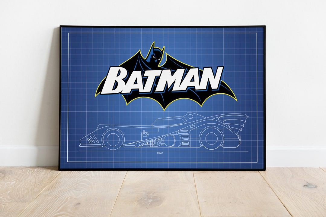 Batmobile Poster, Car Blueprints, Car Poster, Garage Workshop Art, Car ...