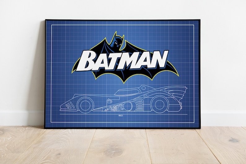 Batmobile, Car Blueprints, Car Poster, Garage Workshop Art, Car, Car ...