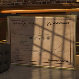 Boeing 787 Poster, Dreamliner Blueprint, Gift for Pilot, Gift for Him ...