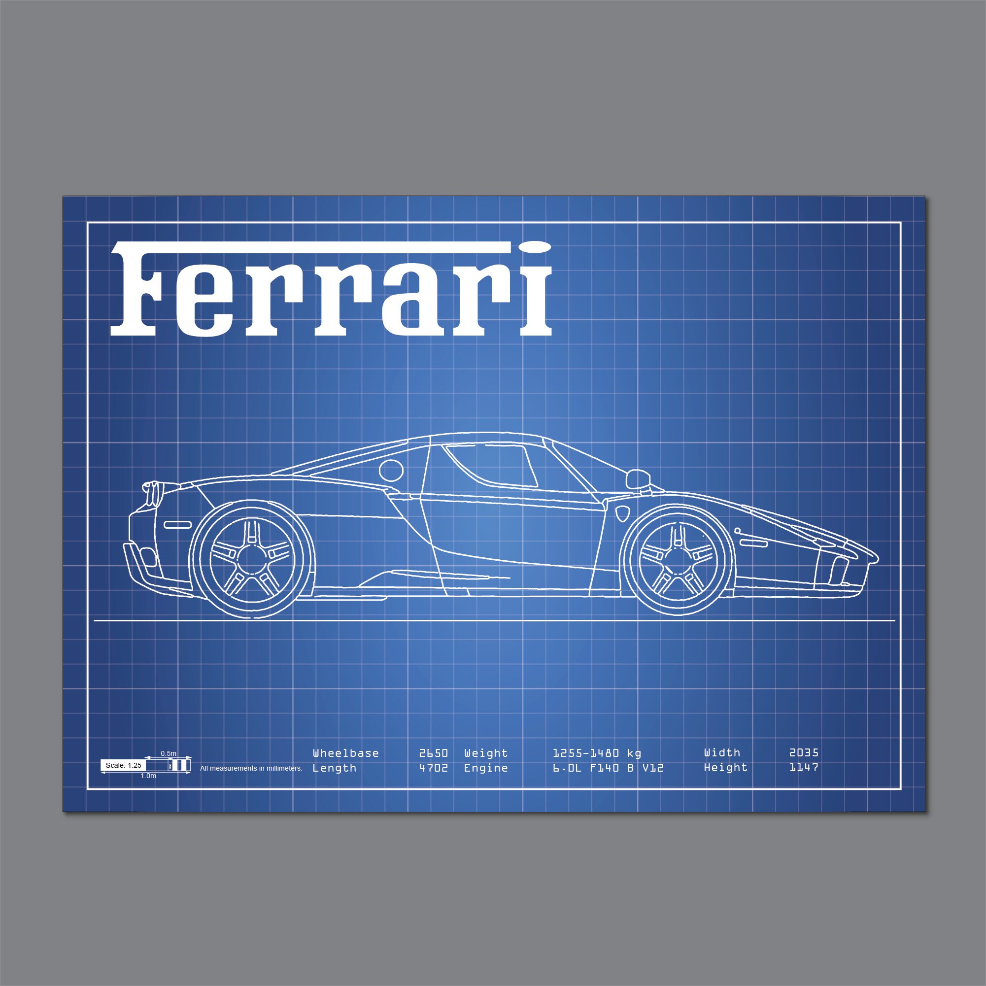Ferrari Enzo Picture Ferrari Blueprint Car Blueprints Car - Etsy.de