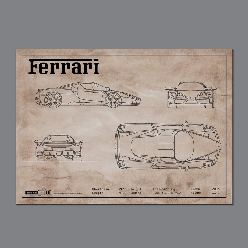 Ferrari Enzo Picture Ferrari Blueprint Car Blueprints Car - Etsy.de