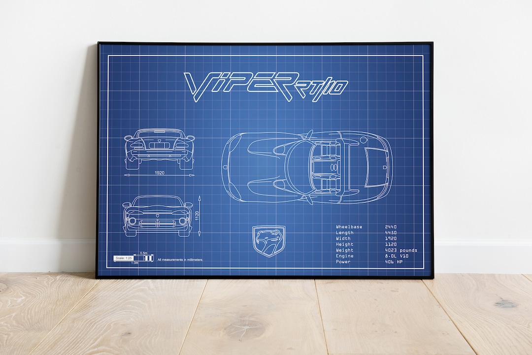 Viper RT/10, Dodge Viper, Mopar, Car Blueprints, Car Poster, Garage ...