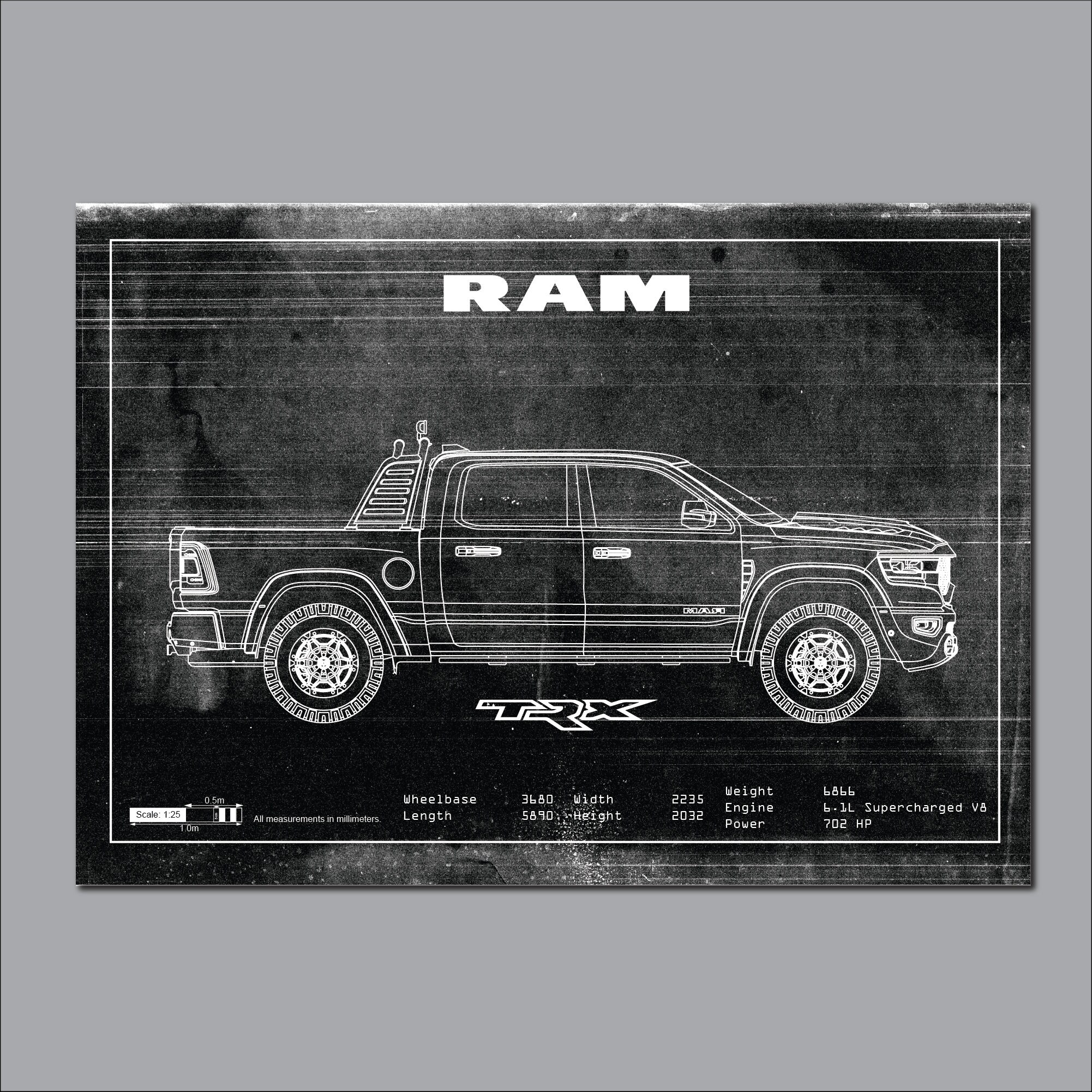 Dodge TRX Picture, Dodge Ram TRX Poster, Car Blueprints, Car Poster ...