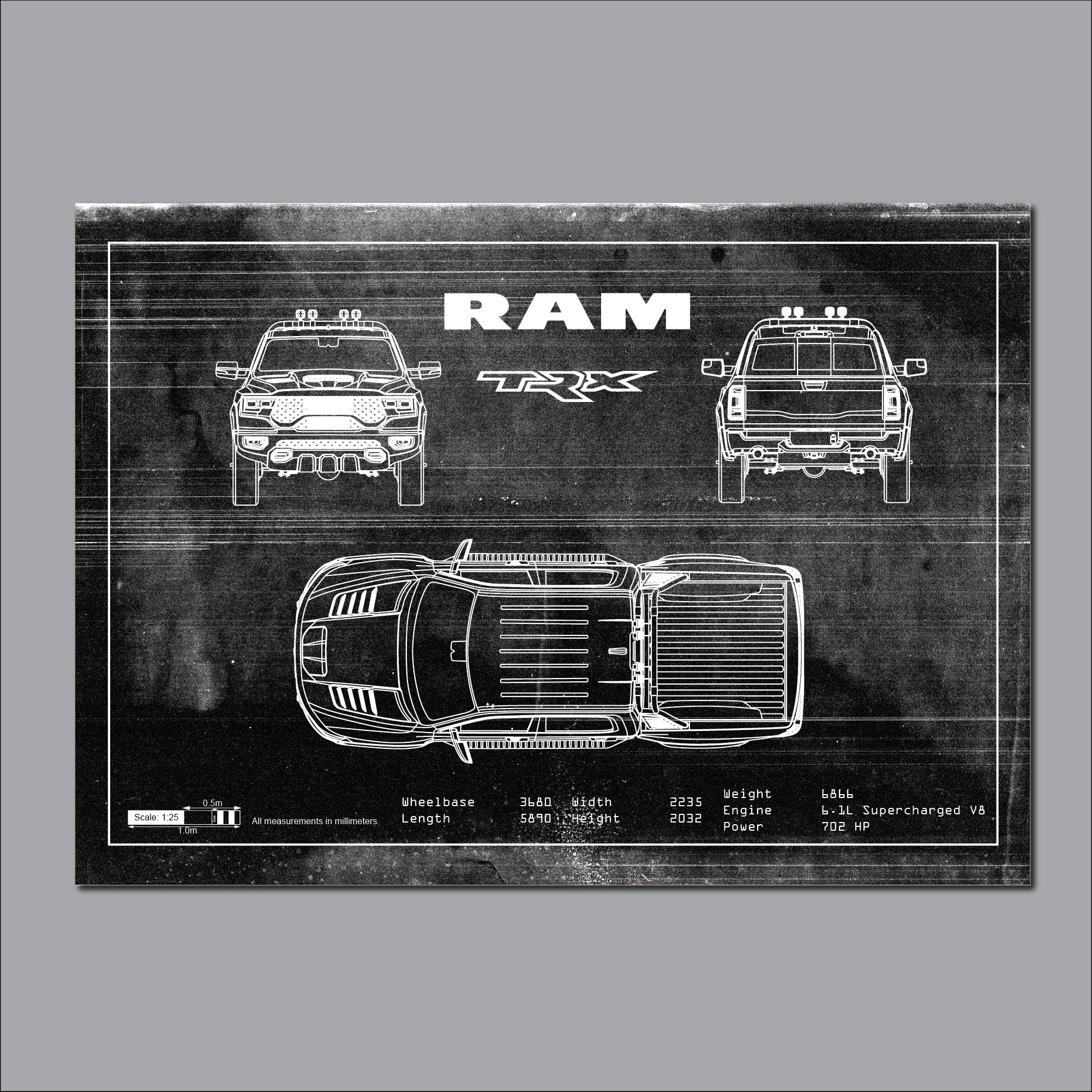 Blueprints of Cars, Dodge Ram TRX, Pictures of Cars, Truck Poster ...