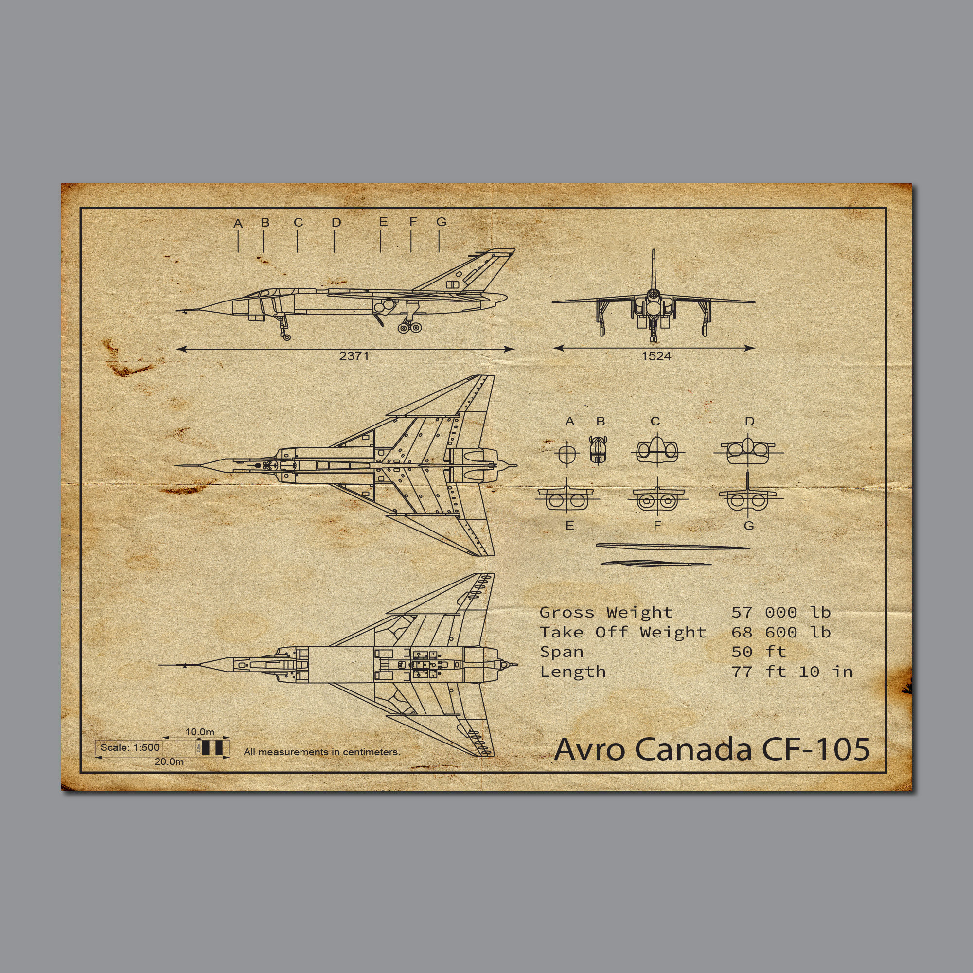 Avro Arrow Poster, Blueprints of Planes, Pilot Gift, Gift for Him ...