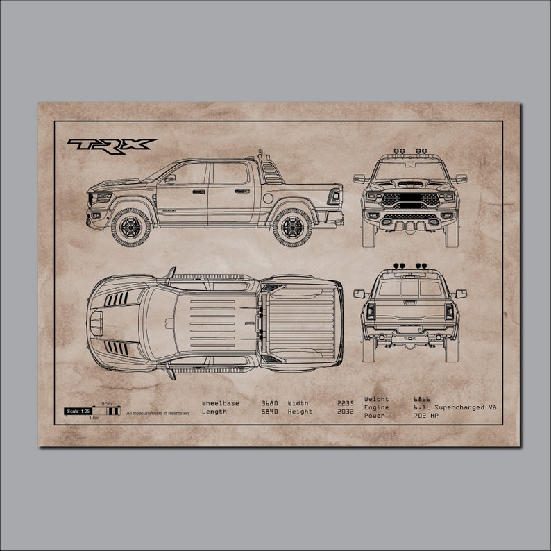 Dodge TRX Poster, Pictures of TRX, Car Blueprints, Car Poster, Garage ...