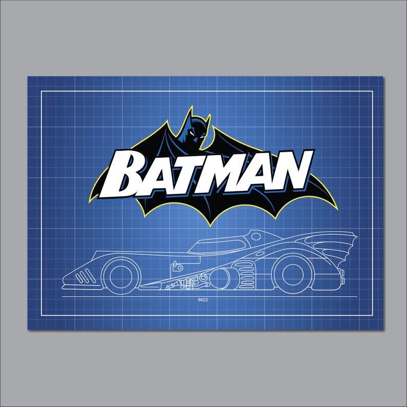 Batmobile, Car Blueprints, Car Poster, Garage Workshop Art, Car, Car ...