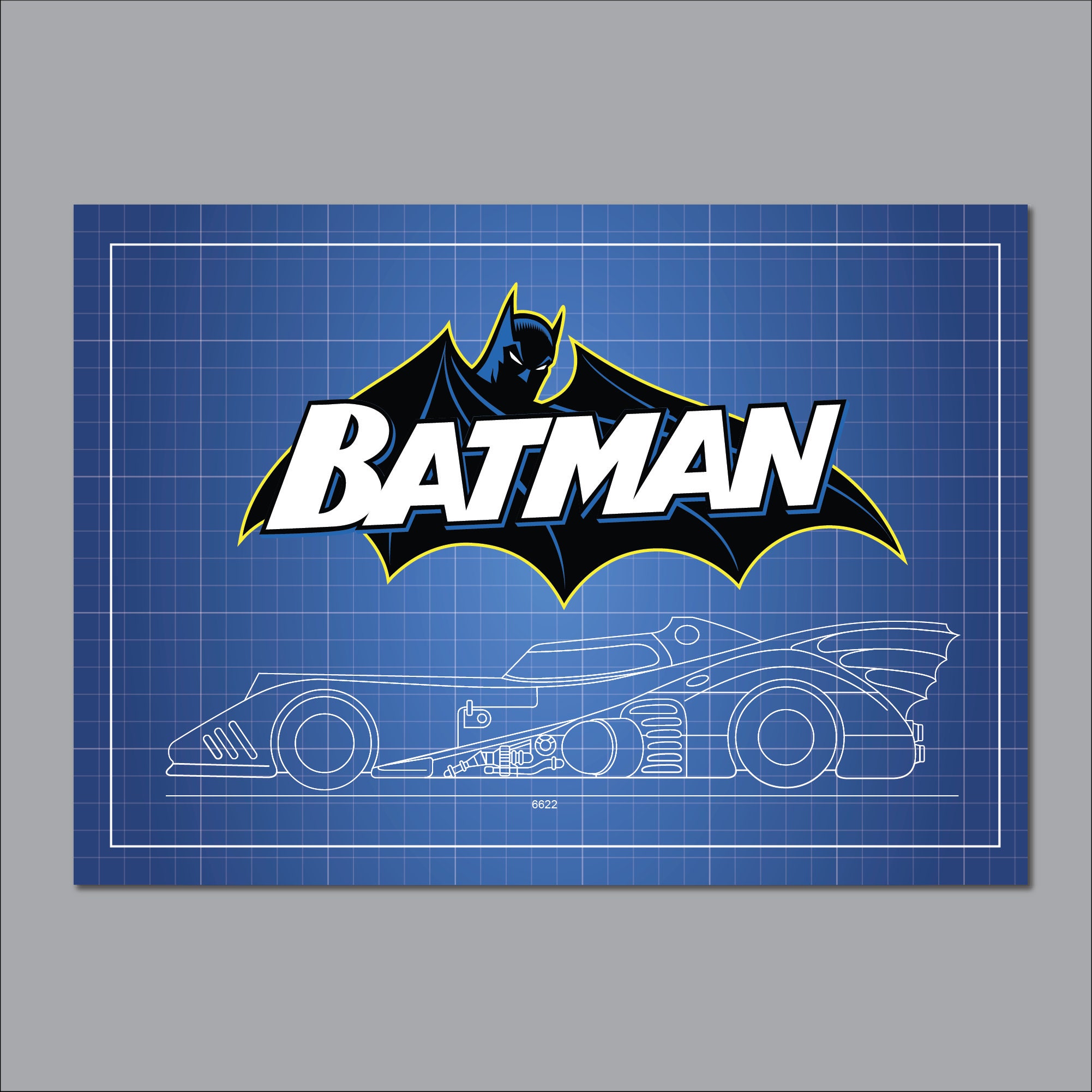 Batmobile Poster, Car Blueprints, Car Poster, Garage Workshop Art, Car ...