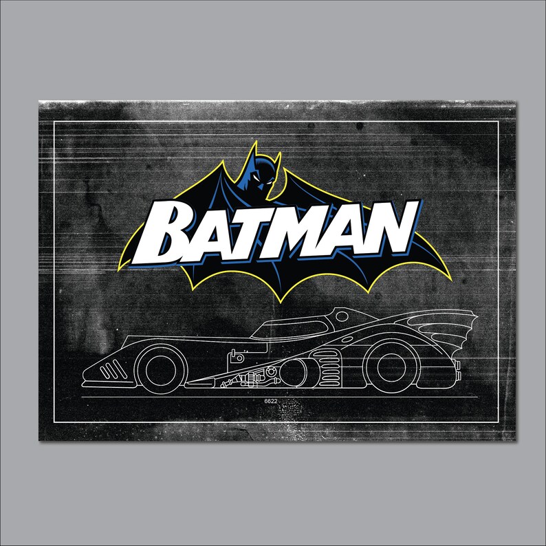 Batmobile, Car Blueprints, Car Poster, Garage Workshop Art, Car, Car ...
