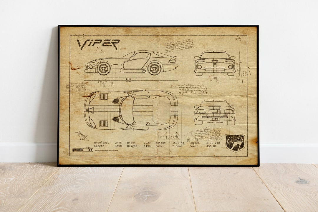 Dodge Viper Picture, Car Poster, Viper Poster, Viper Blueprint, Davinci ...