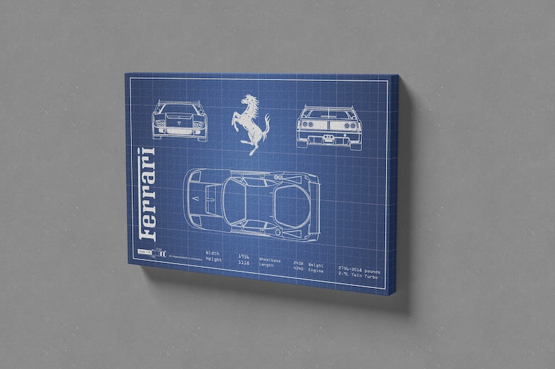 Ferrari F40 Blueprint Hypercar Poster Supercar Picture Car - Etsy
