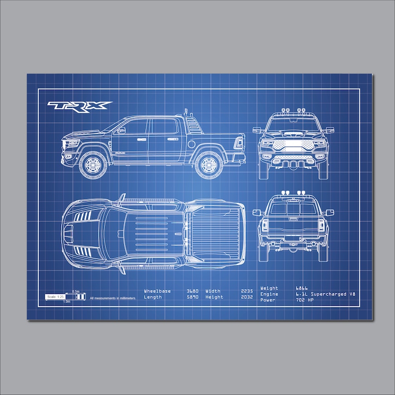 Dodge TRX Poster, Pictures of TRX, Car Blueprints, Car Poster, Garage ...