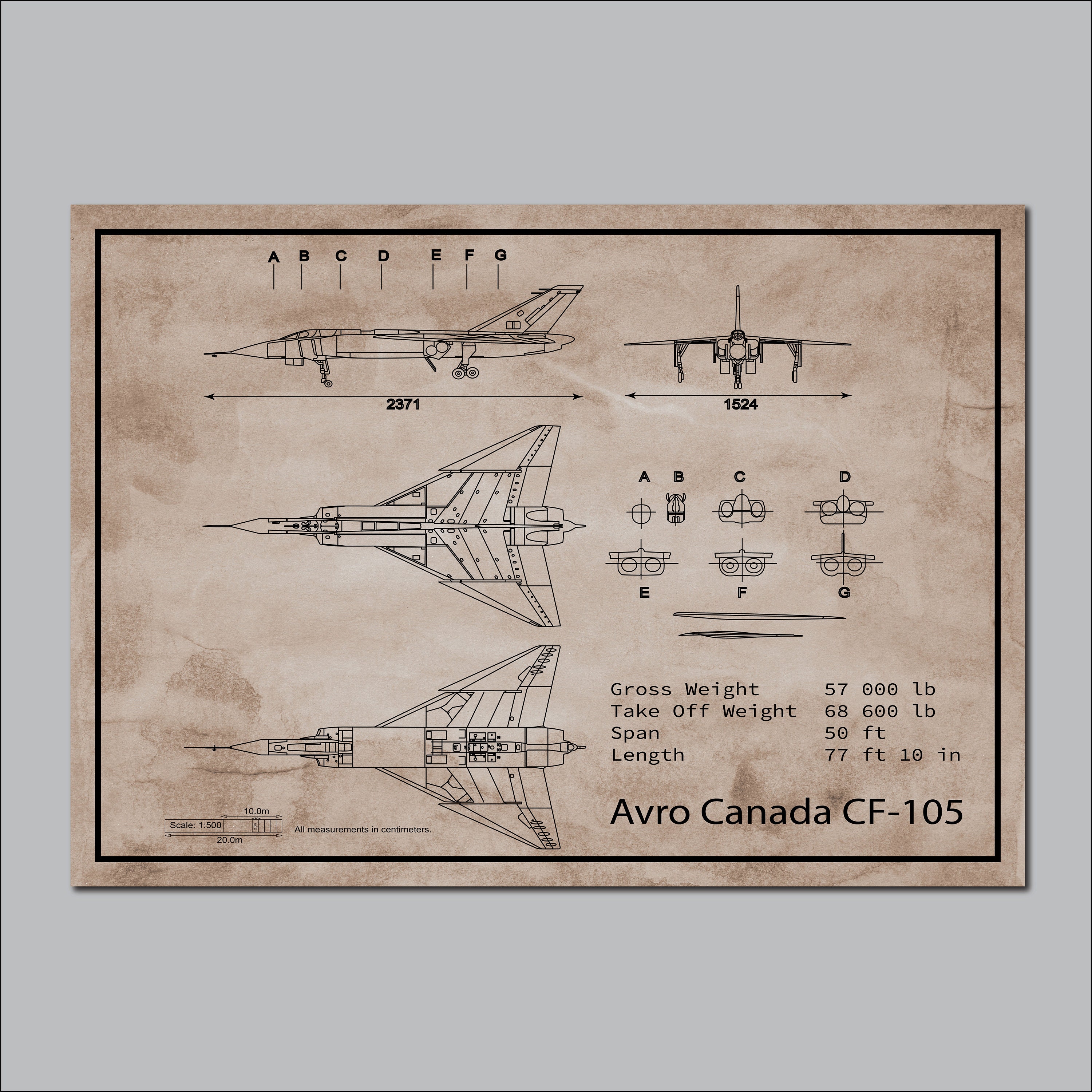 Avro Arrow Poster, Blueprints of Planes, Pilot Gift, Gift for Him ...