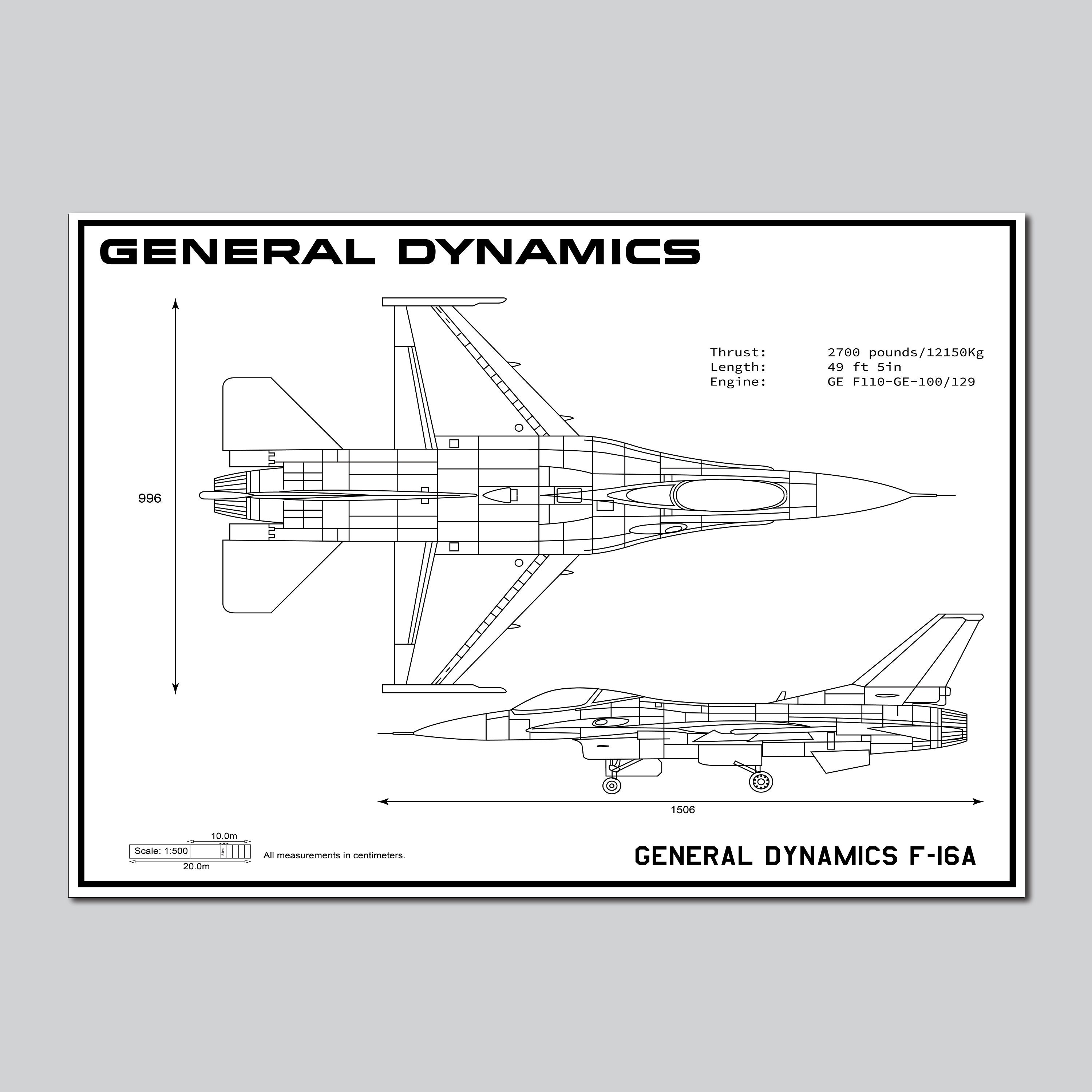 F-16A Blueprint,, Pilot Gift, Plane Poster, Prints for Pilots, Digital ...