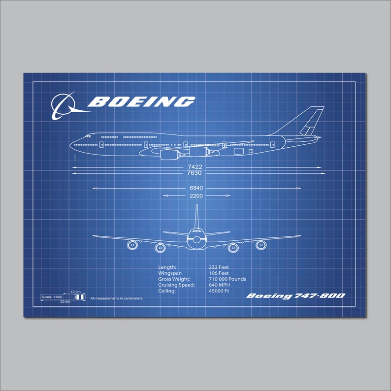 Picture of Boeing 747, Plane Artwork, Aviation Gift for Pilot ...