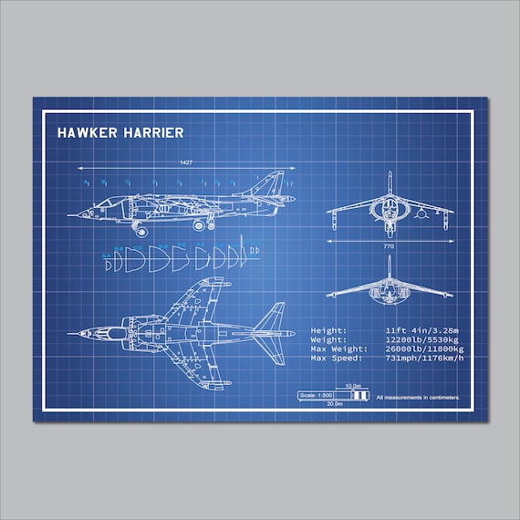 Airplane Wall Decor Harrier Wall Poster Aeronautics Art - Etsy