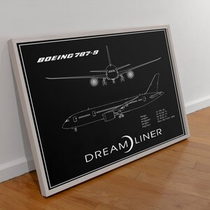 Boeing 787 Poster, Dreamliner Blueprint, Gift for Pilot, Gift for Him ...
