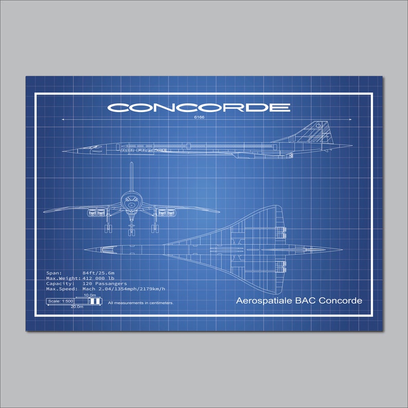Concord Poster Plane Art Concorde Blueprint Art for Pilots - Etsy Australia