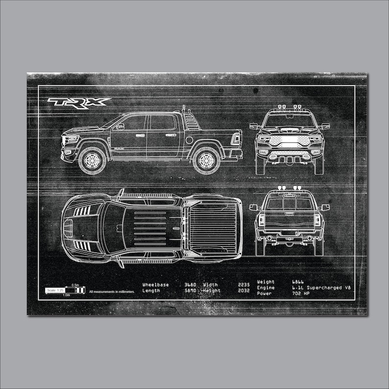 Dodge TRX Poster, Pictures of TRX, Car Blueprints, Car Poster, Garage ...