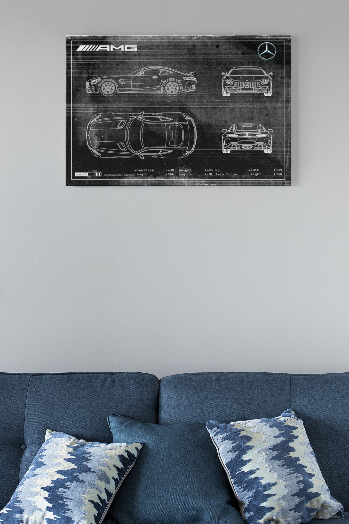 Mercedes Benz Blueprint, AMG GT, Car Blueprints, Car Poster, Gift for ...