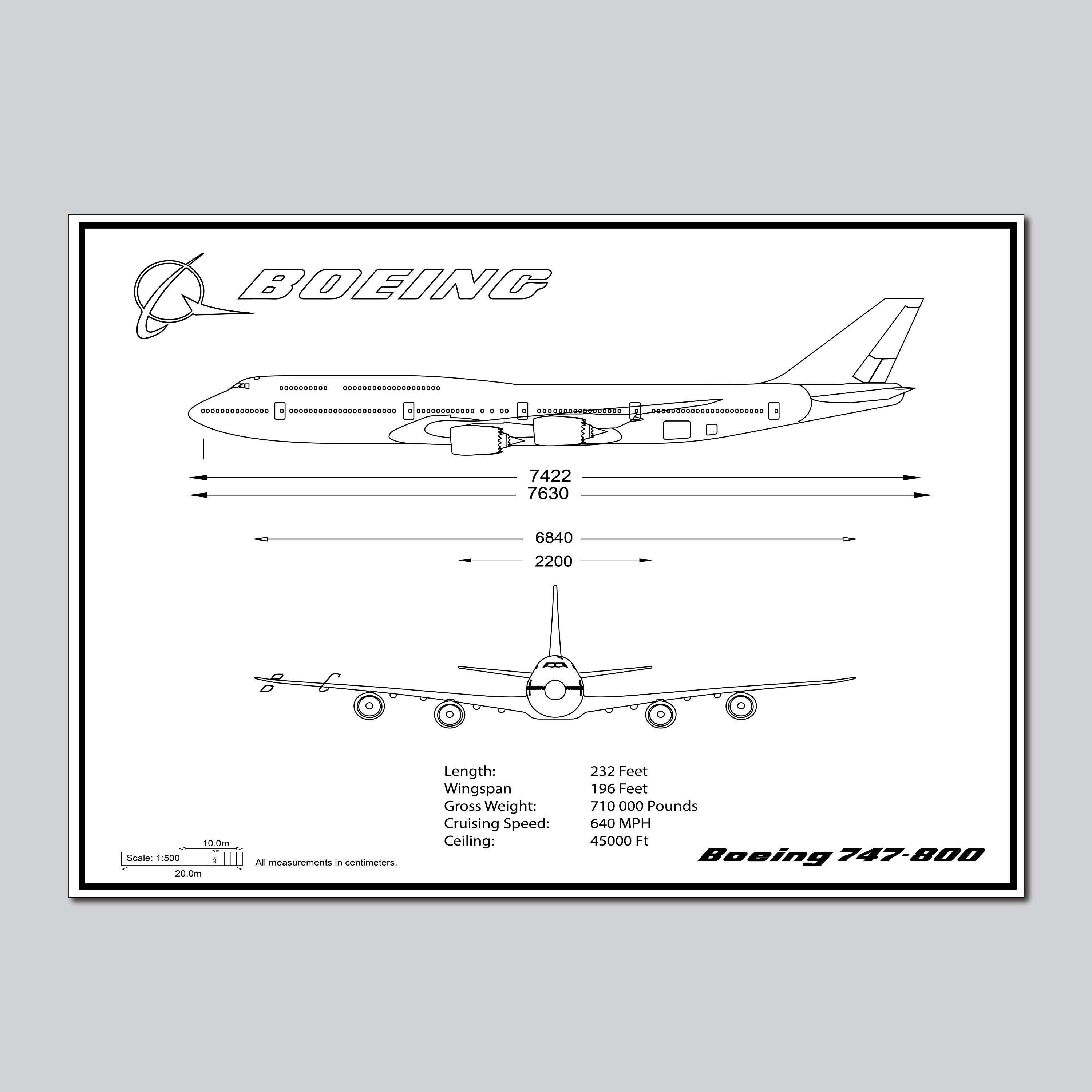 Picture of Boeing 747, Plane Artwork, Aviation Gift for Pilot ...