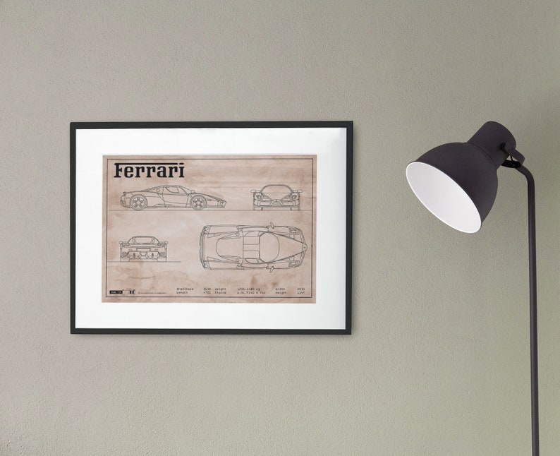 Ferrari Enzo Picture, Ferrari Blueprint, Car Blueprints, Car Wall Decor ...